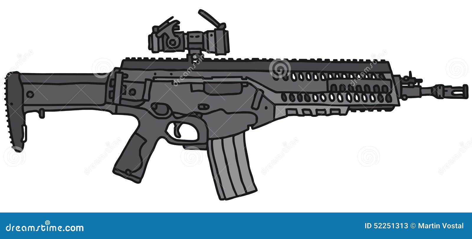 Automatic gun stock vector. Illustration of modern, army - 52251313