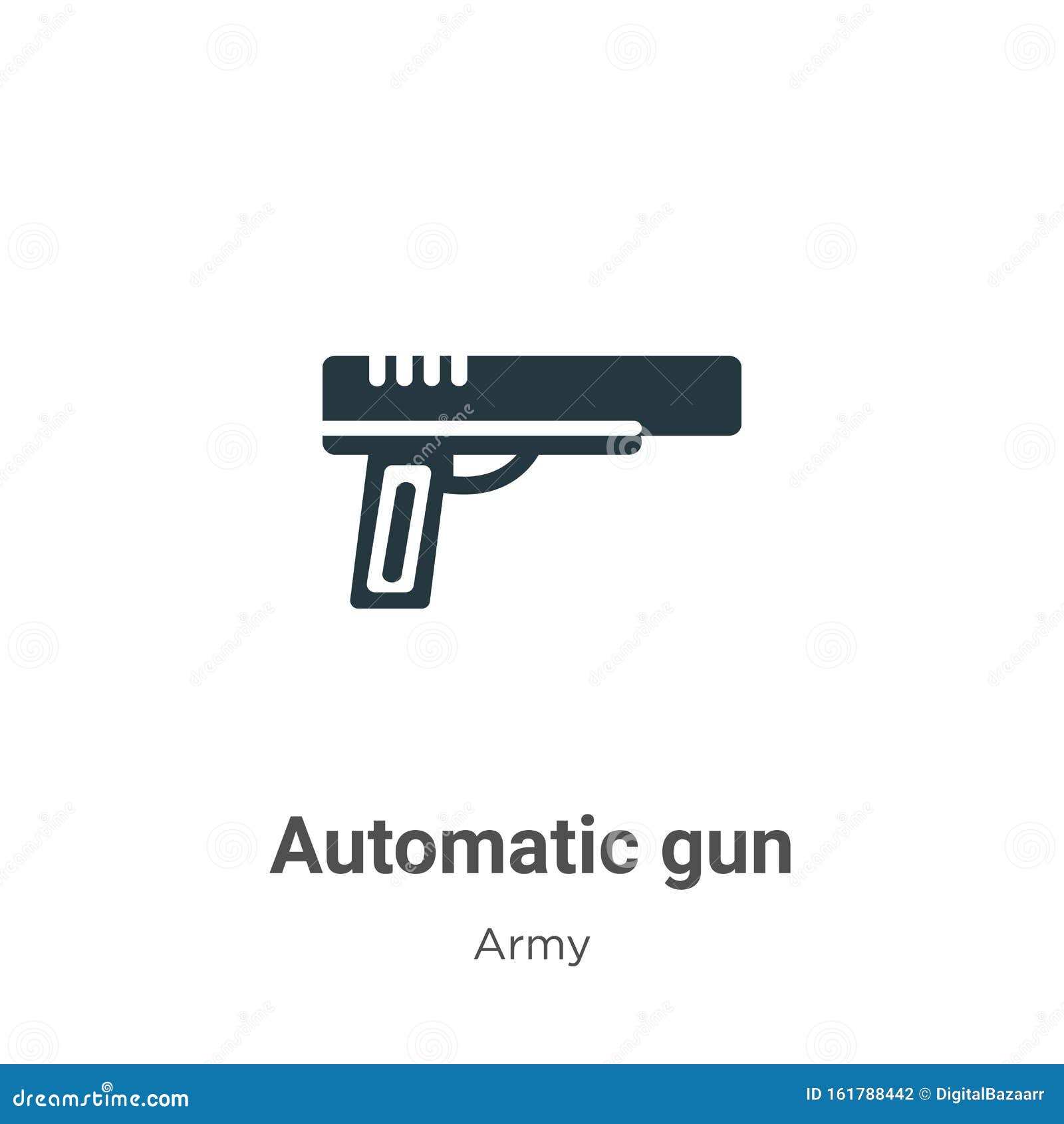 Automatic Gun Vector Icon on White Background. Flat Vector Automatic ...