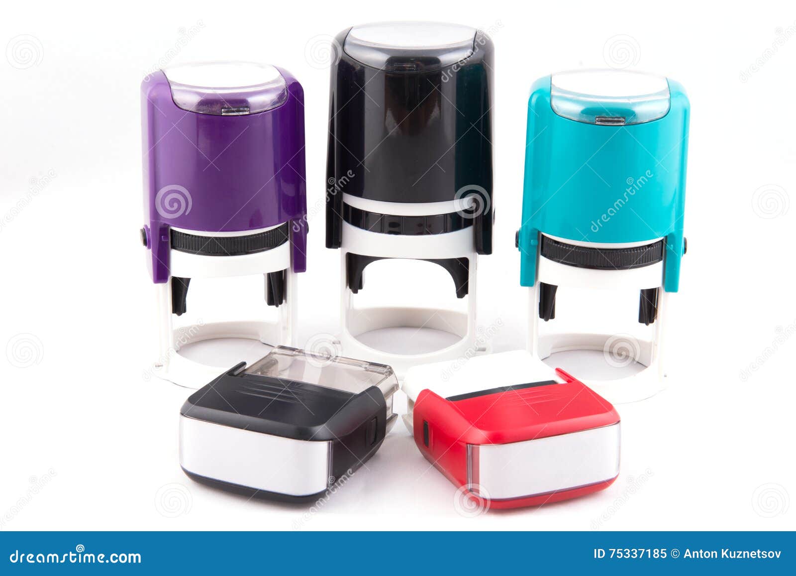 Automatic Hand-stamps Different Colours Stock Image - Image of print ...