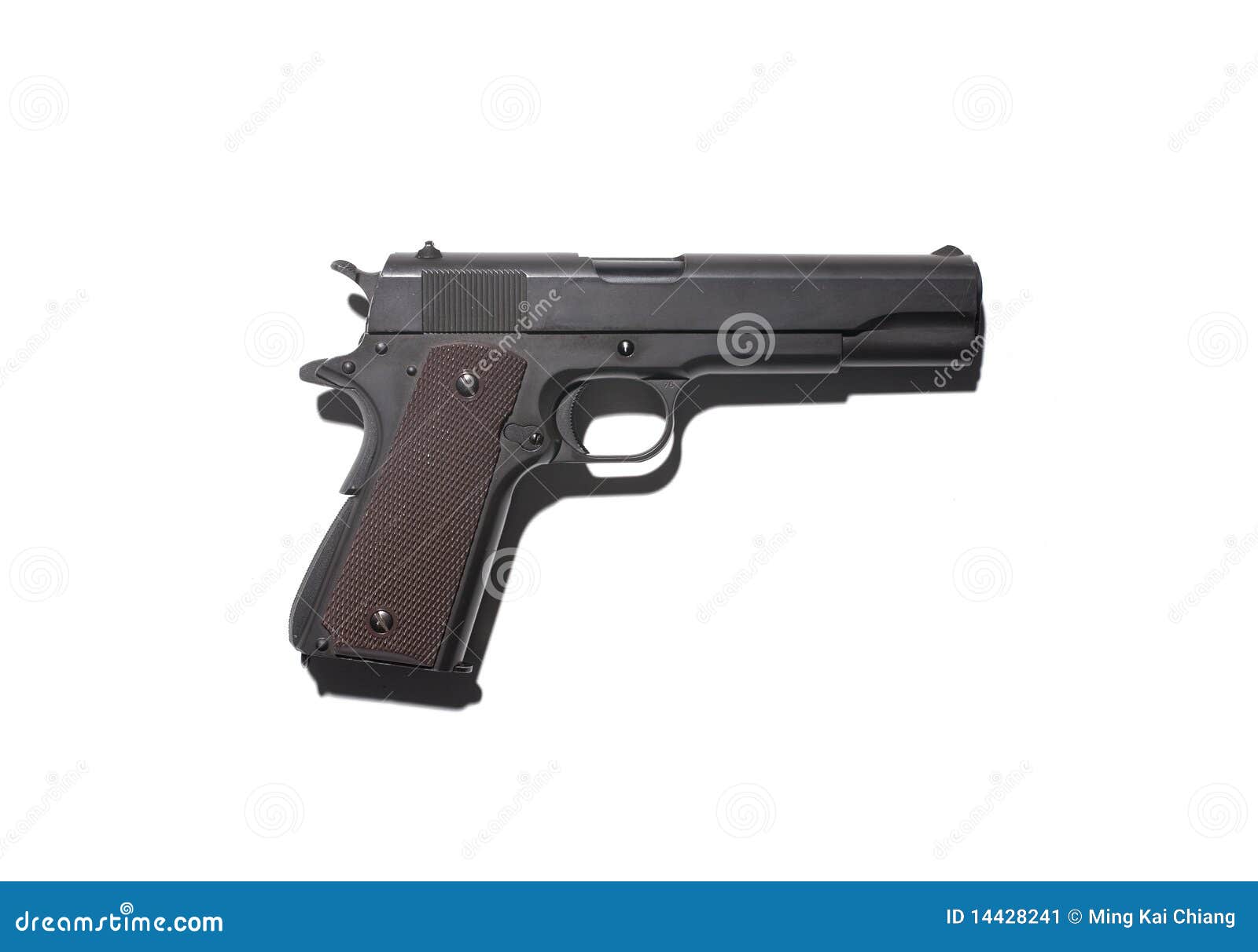 Automatic handgun stock image. Image of shot, semi, isolated - 14428241