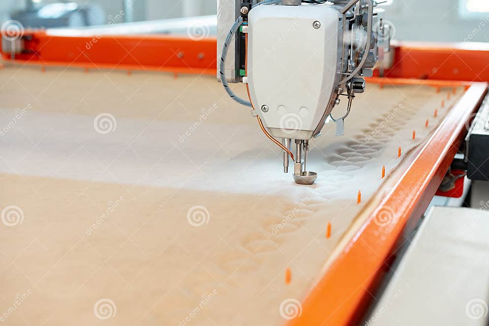 Automatic Industrial Sewing Machine for Stitching Fabric Stock Photo ...