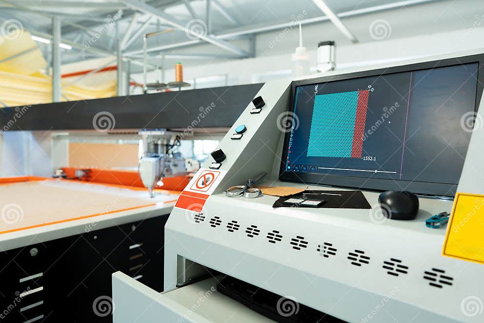 Automatic Industrial Sewing Machine for Stitching Fabric Stock Photo ...