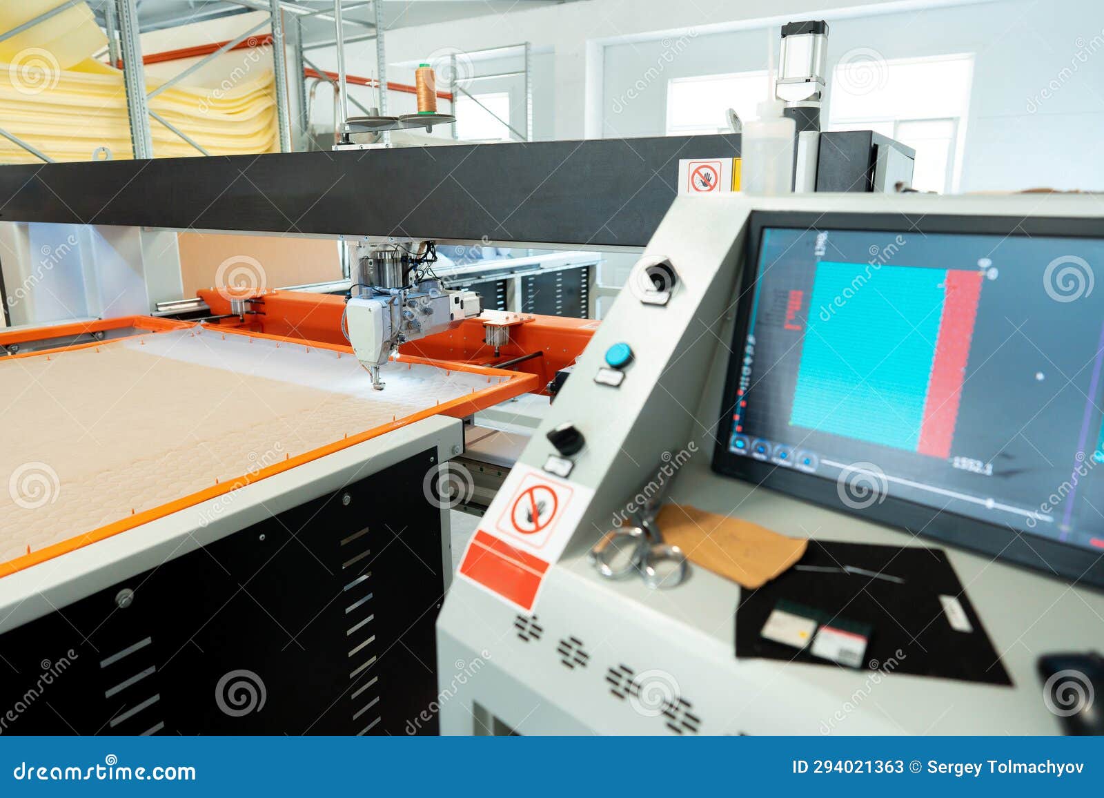 Automatic Industrial Sewing Machine for Stitching Fabric Editorial ...