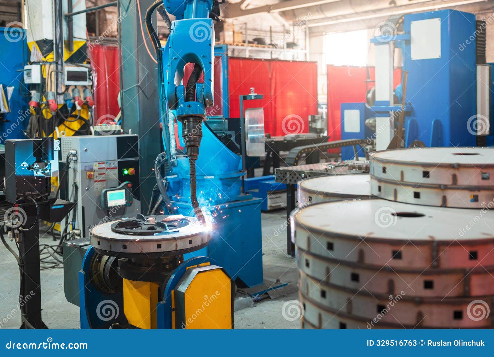Automatic Industrial Welding Robot in a Modern Factory Stock Image ...