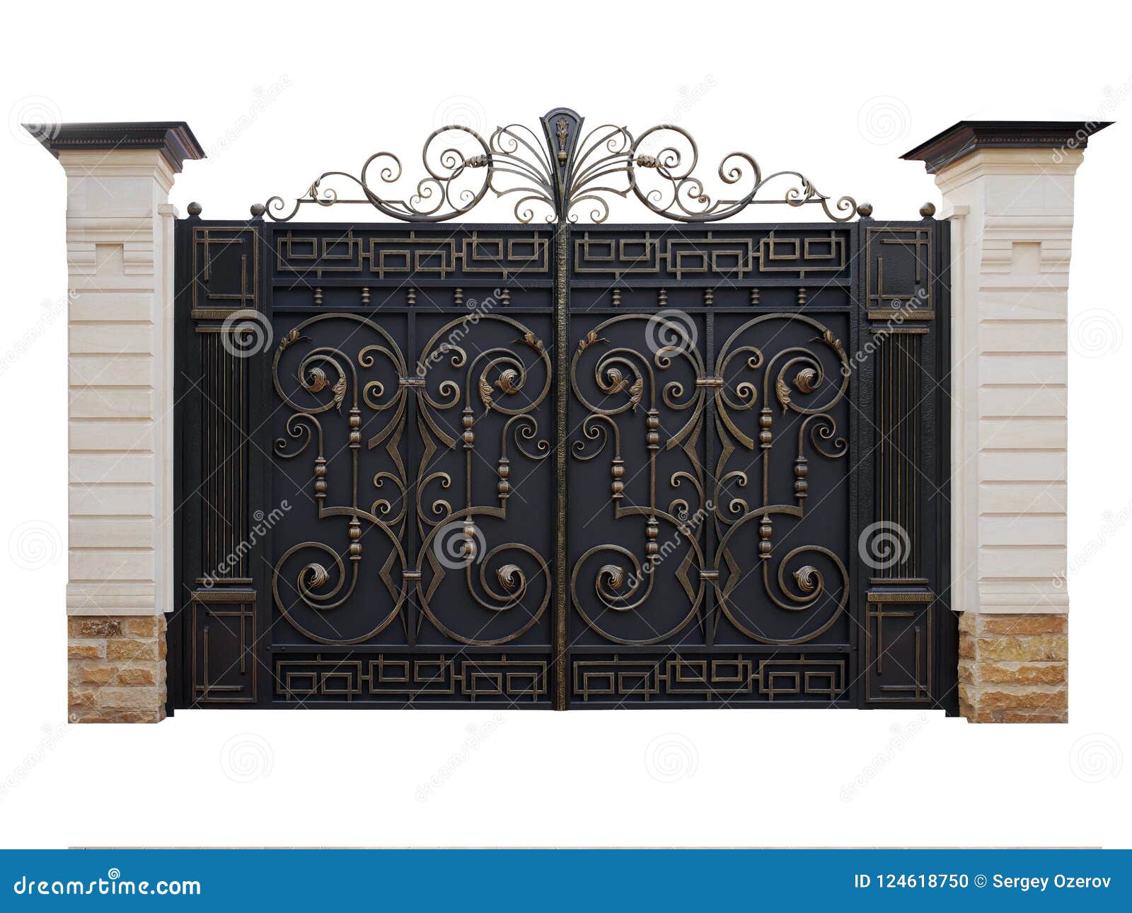 Automatic Iron Gate. Isolation. Stock Photo - Image of fence ...