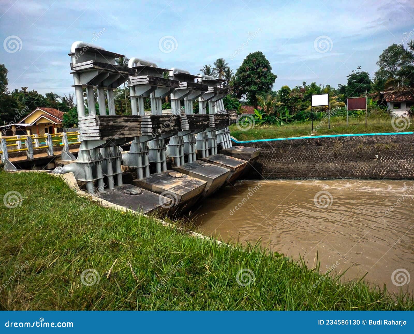 Automatic Irrigation Sluice with Float Stock Photo - Image of fields ...