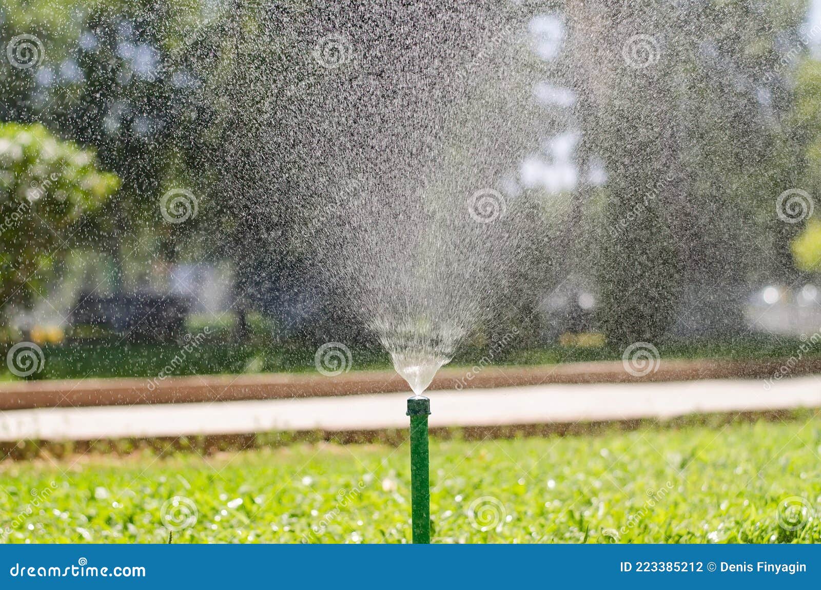 Automatic Water Sprinkling System on the Grass Stock Photo - Image of ...