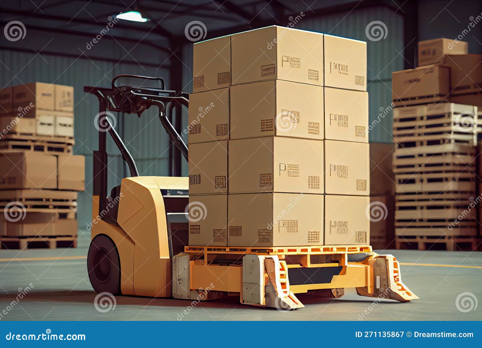 Automatic Lift in a Logistics Warehouse. Generative AI, Generative, AI ...