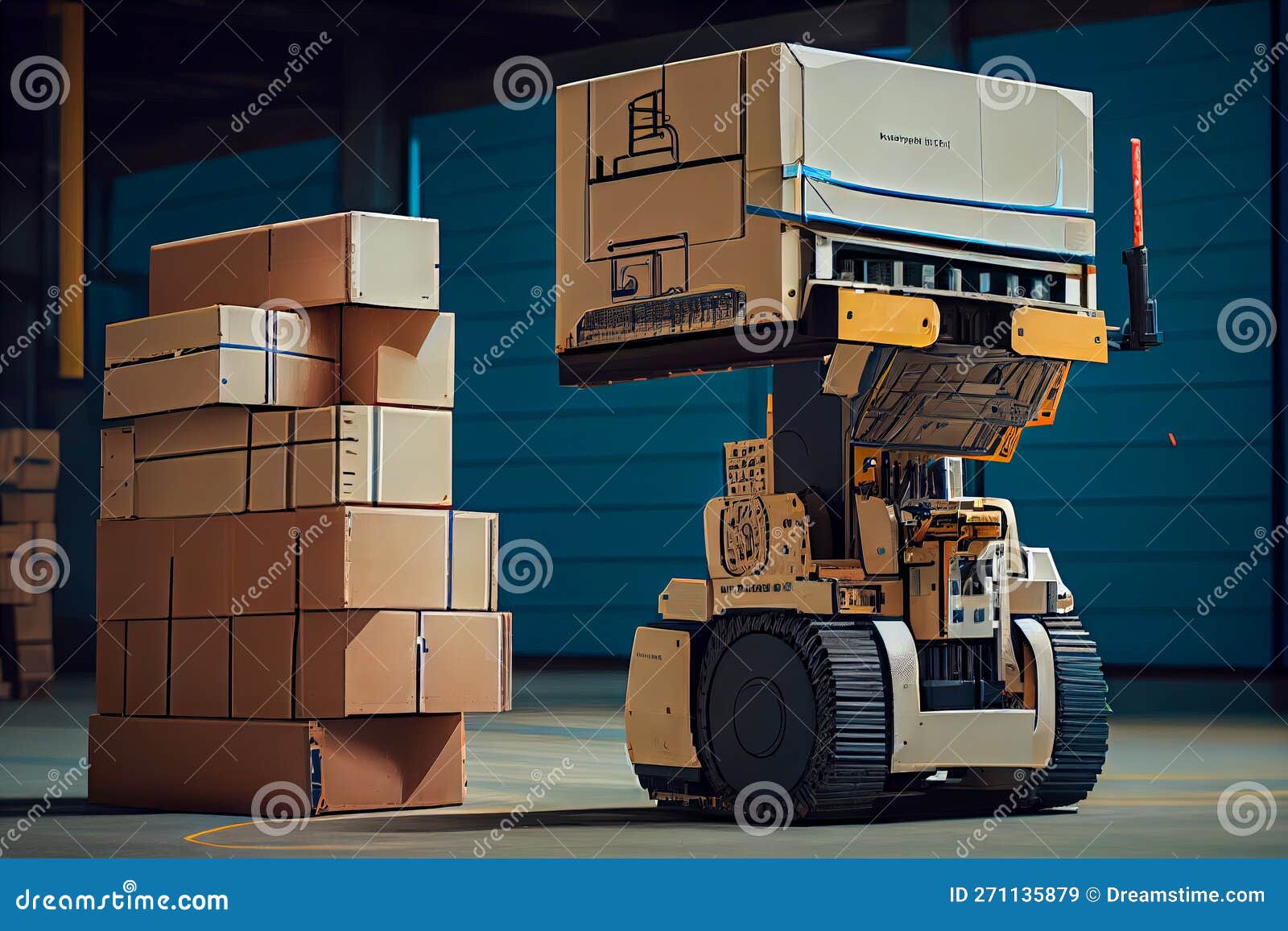 Automatic Lift in a Logistics Warehouse. Generative AI, Generative, AI ...