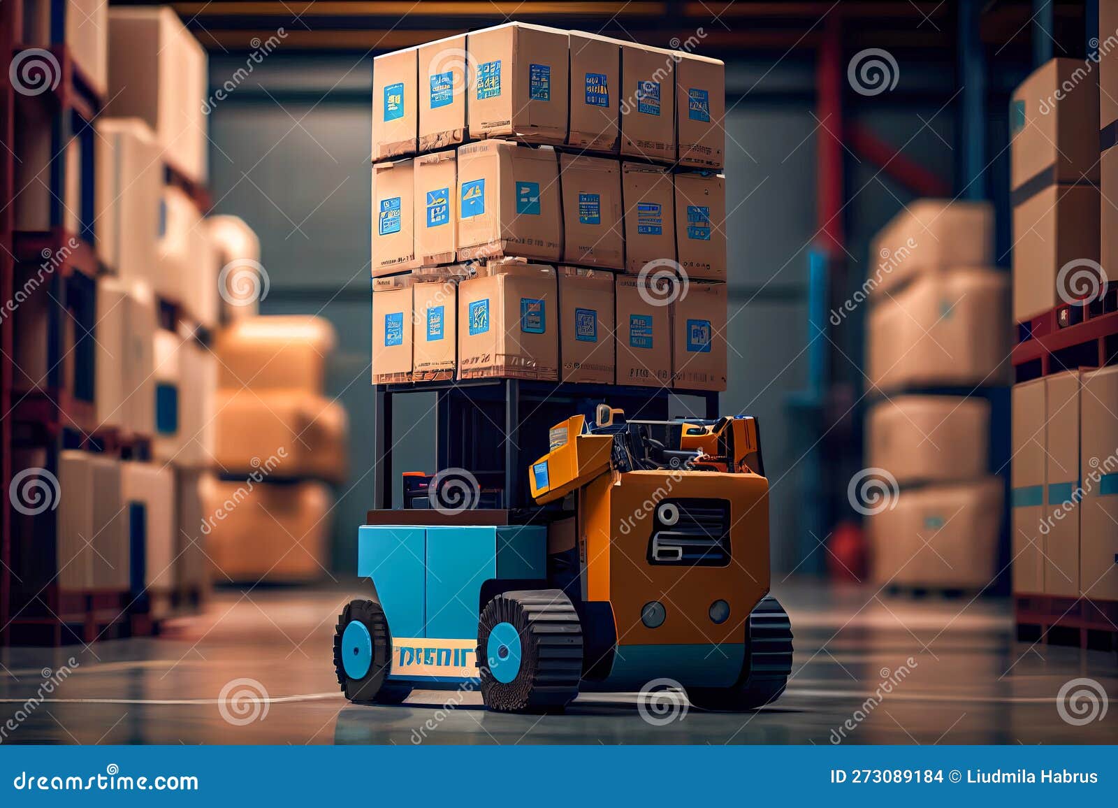 Automatic Lift in a Logistics Warehouse. Generative AI, Generative, AI ...