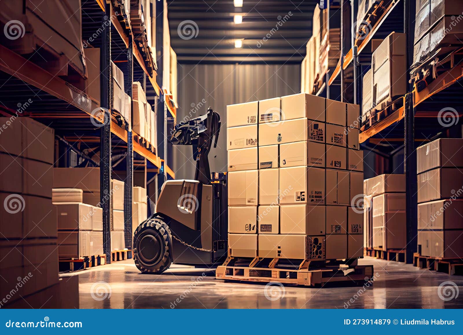 Automatic Lift in a Logistics Warehouse. Generative AI, Generative, AI ...
