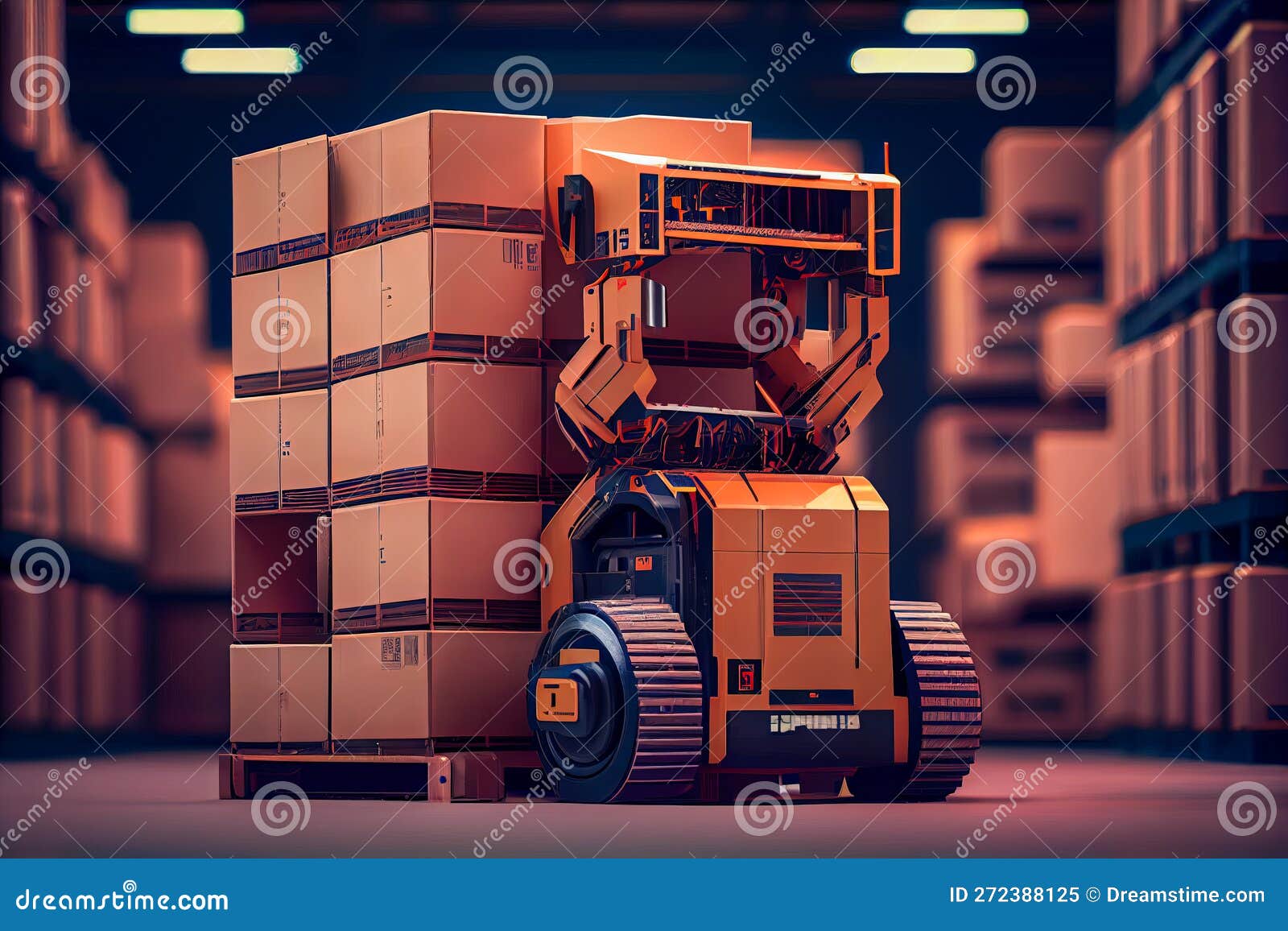 Automatic Lift in a Logistics Warehouse. Generative AI, Generative, AI ...