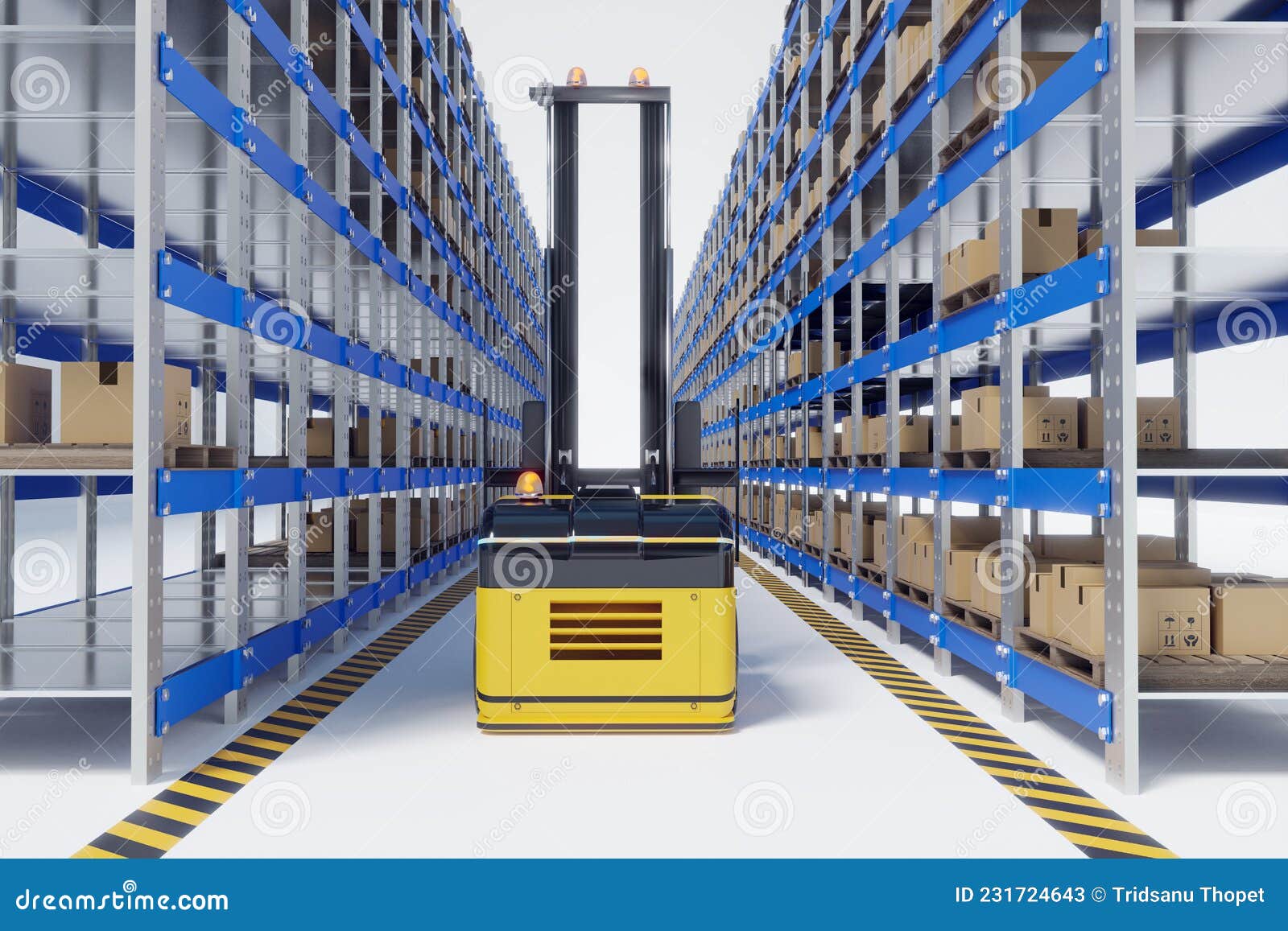 Automatic Lifting Vehicle Working To Lifting Parcel Box To Warehouse ...