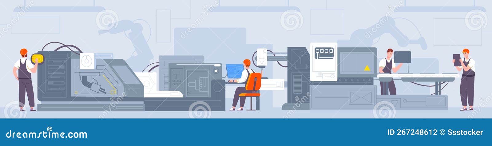 Automated Industry Concept 3d Isometric Web Infographic Workflow ...