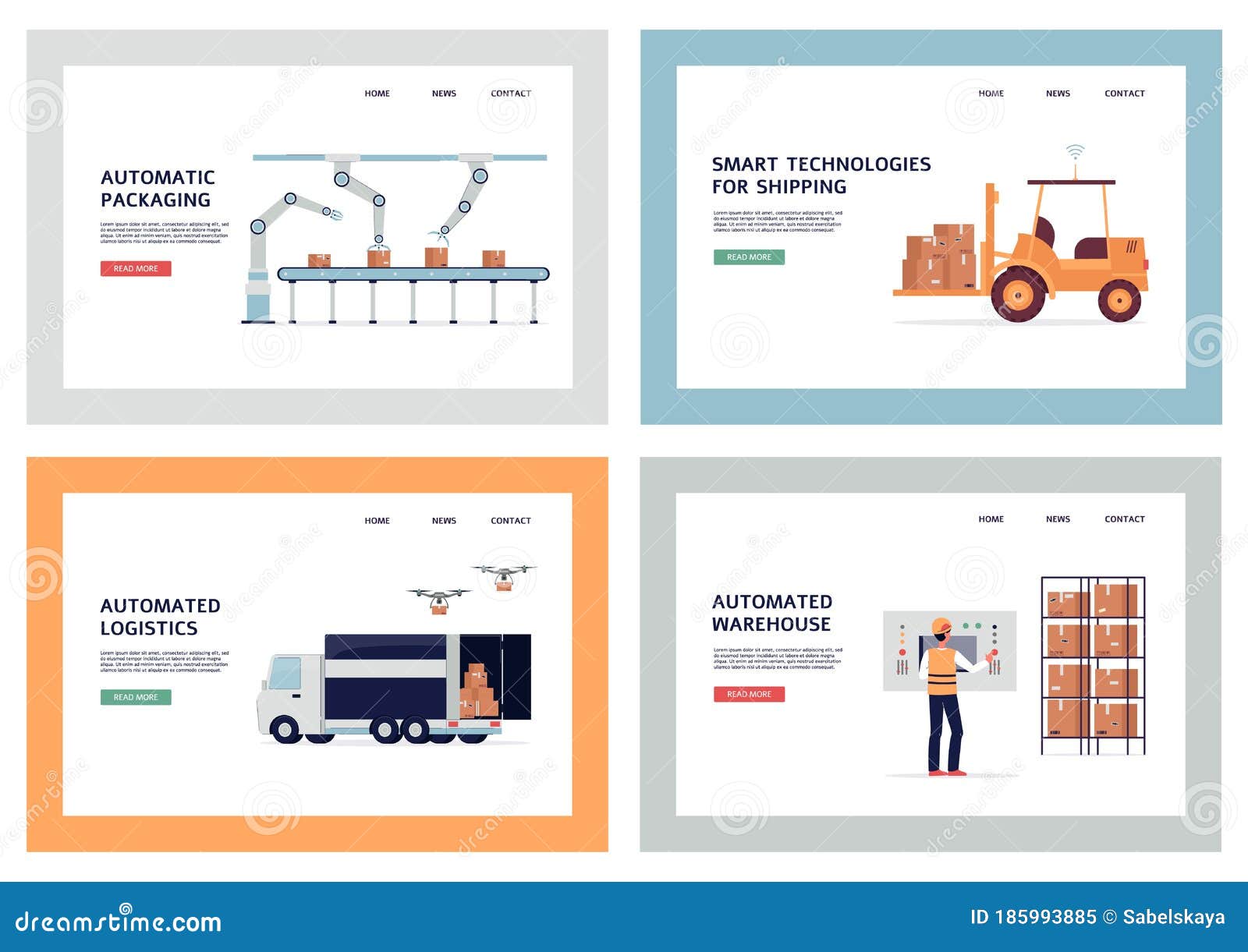 Automatic Logistics Banner Set - Smart Technology in Packaging Stock ...