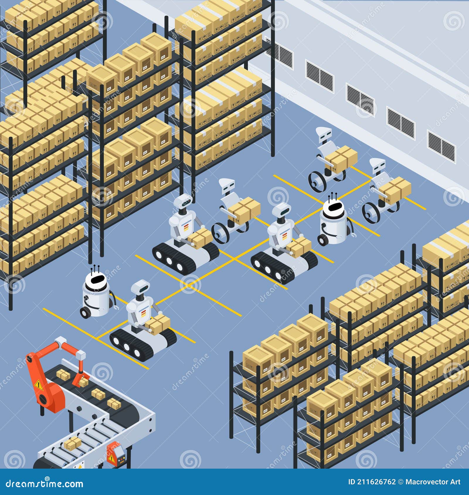 Automatic Logistics Delivery Isometric Background Stock Vector ...