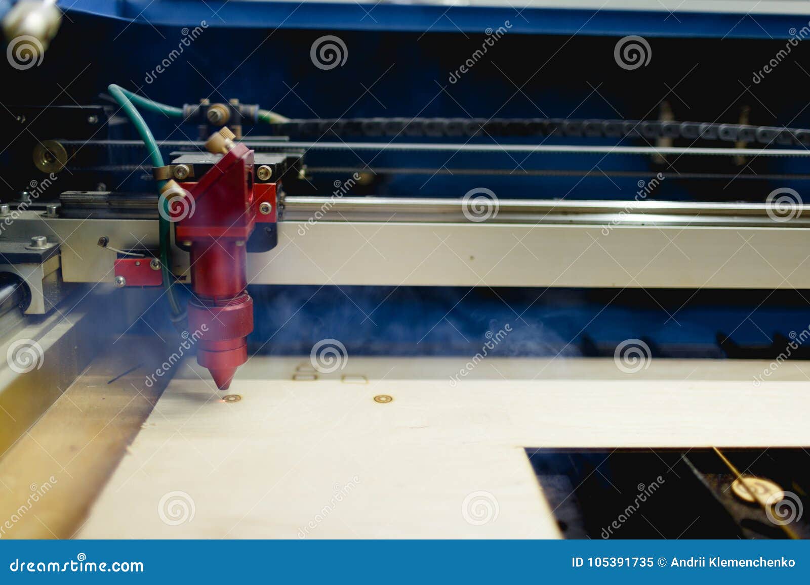 Automatic Machine Burns Laser Wheel on Workpiece. Side View Stock Image ...