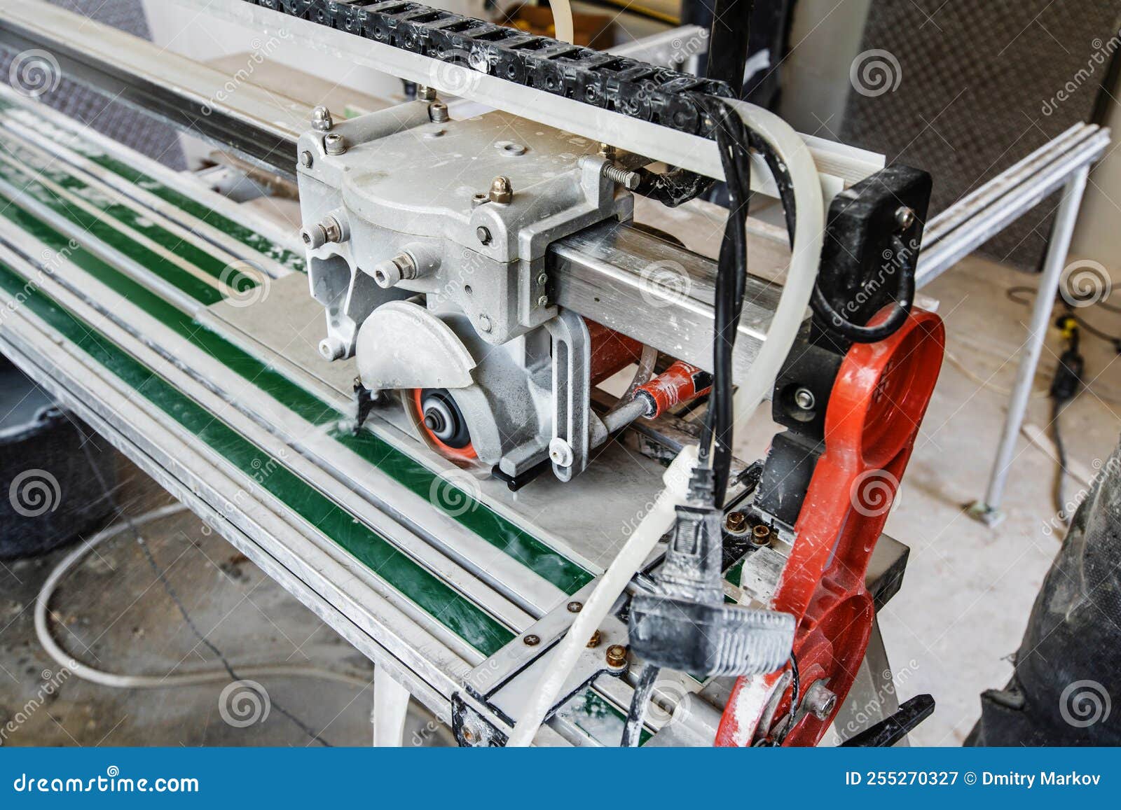 Automatic Machine for Cutting Ceramic Tiles. the Process of Operation ...