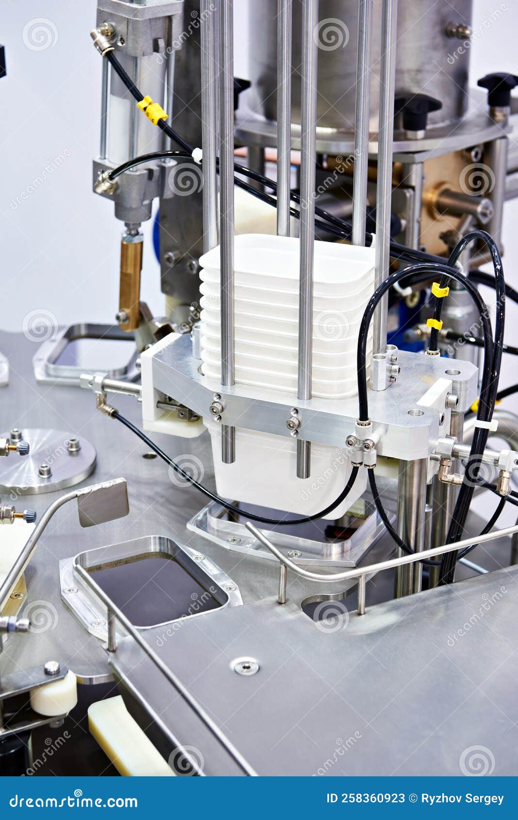 Machine for Packing Cheese in Plastic Containers Stock Image - Image of ...