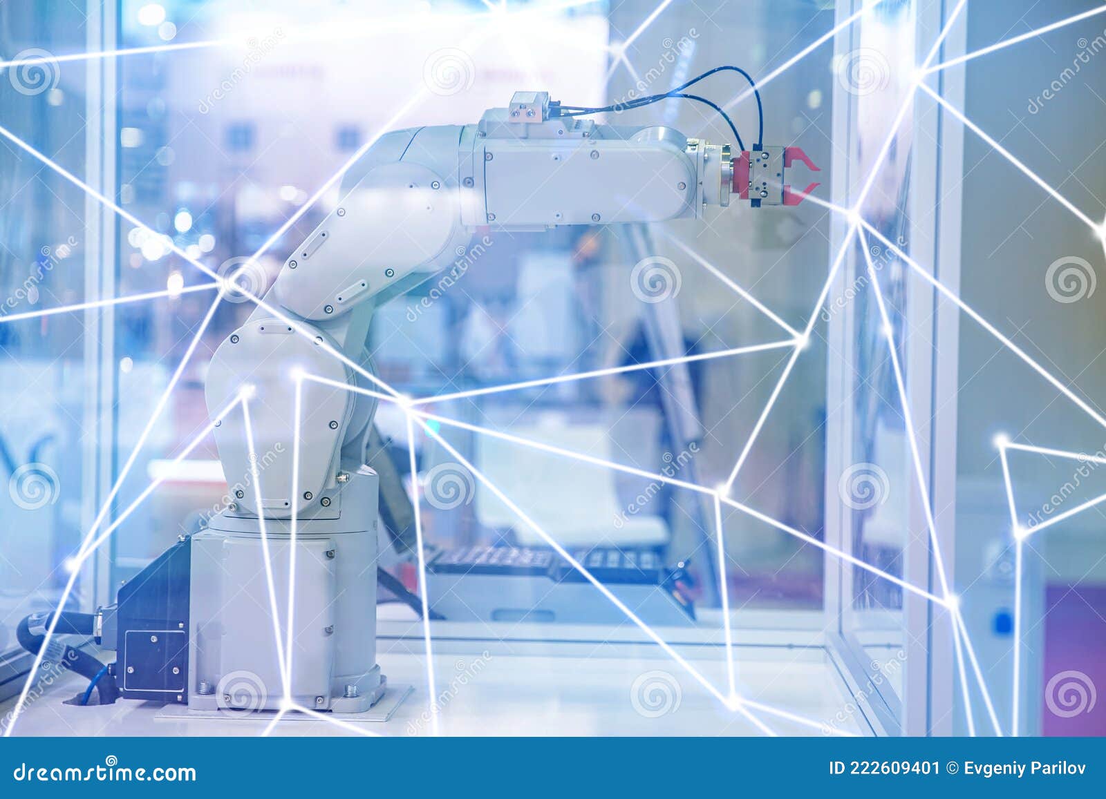 Automatic Machine Robot Arm Tool in Manufacture Factory. Concept Smart ...