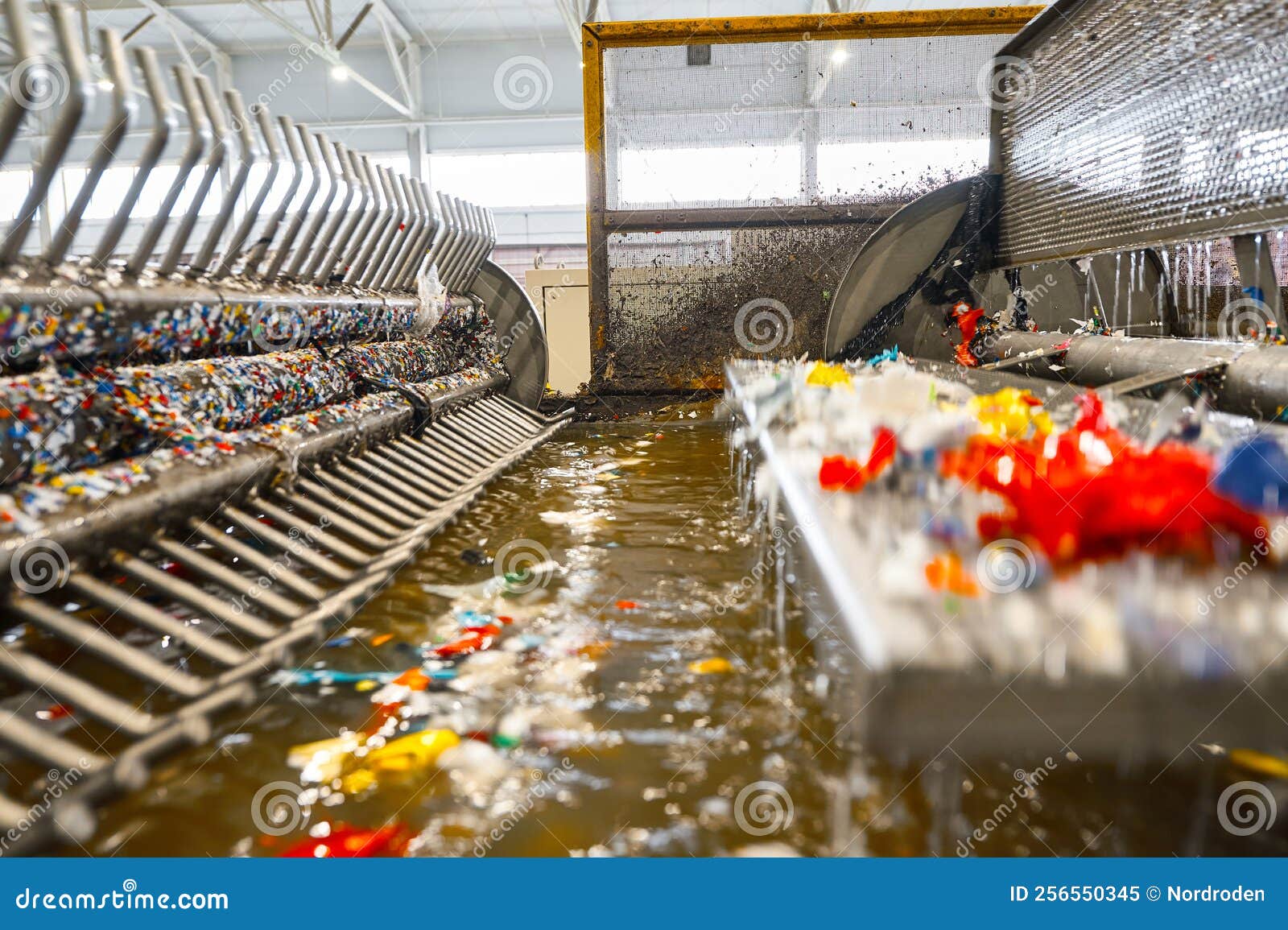 Automatic Machine Tool Cuts and Transports Waste Plastic Stock Image ...