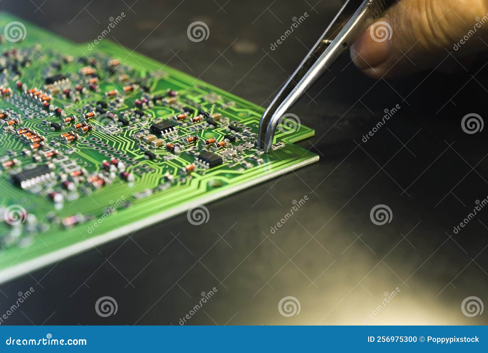 Automatic Machines Versus Human Precision. Hand Assembly Concept Stock ...