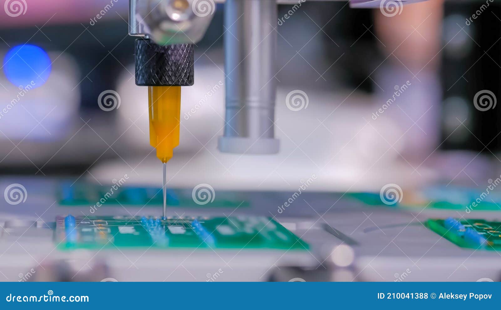 Automatic Manipulator With Dispenser Needle Dispensing Solder Paste On ...