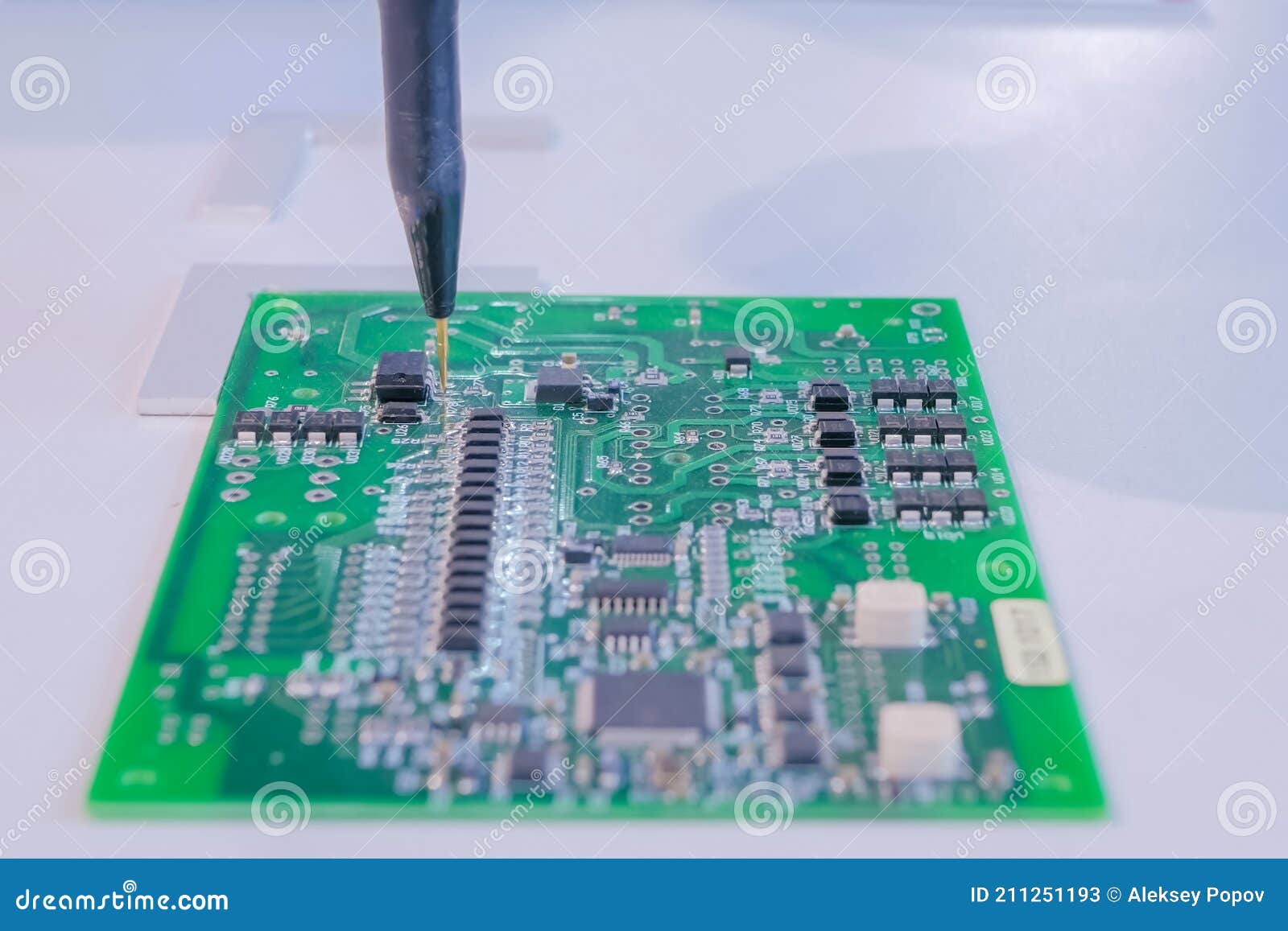 Automatic Manipulator With Dispenser Needle Dispensing Solder Paste On ...