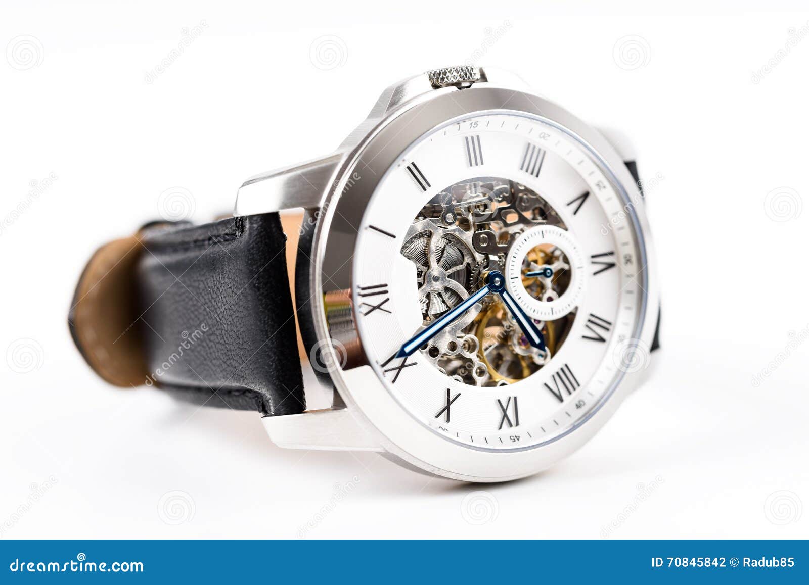 Automatic Men Watch with Visible Mechanism Stock Photo - Image of ...