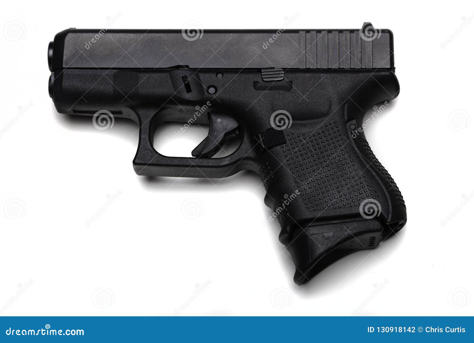 Automatic 9 Millimeter Pistol Isolated on White Stock Photo - Image of ...
