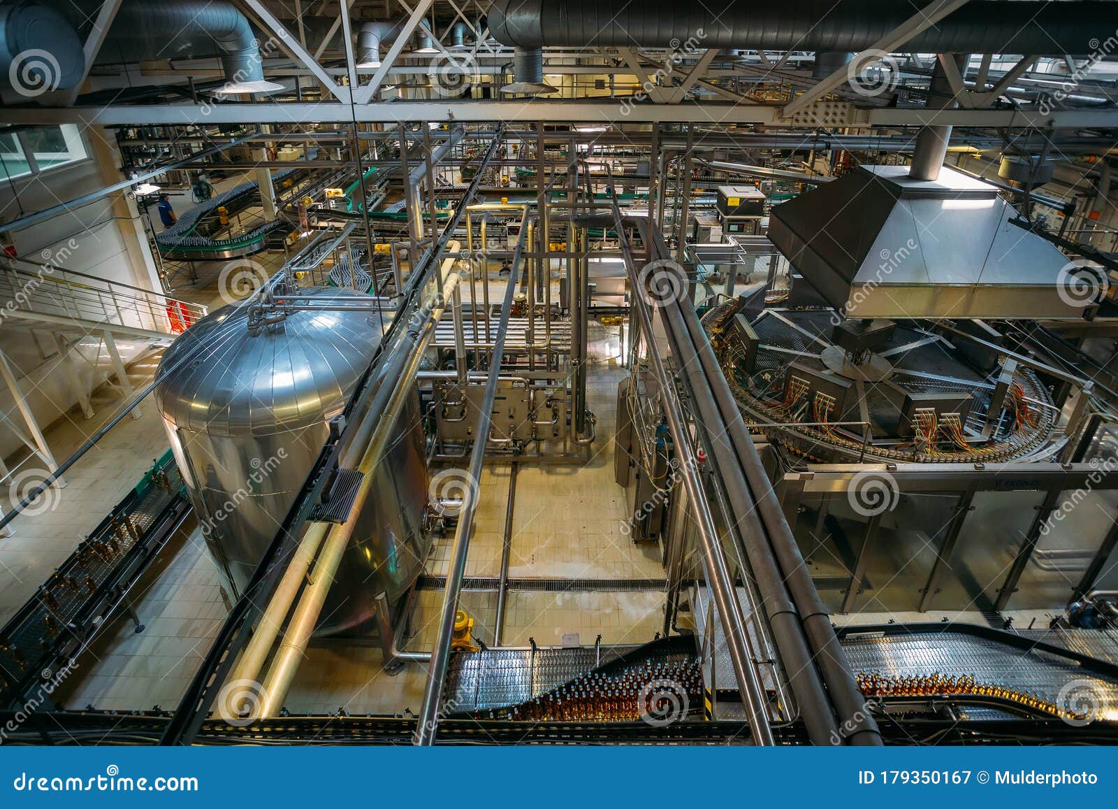 Automatic Modern Production Line at Brewery Stock Image - Image of ...