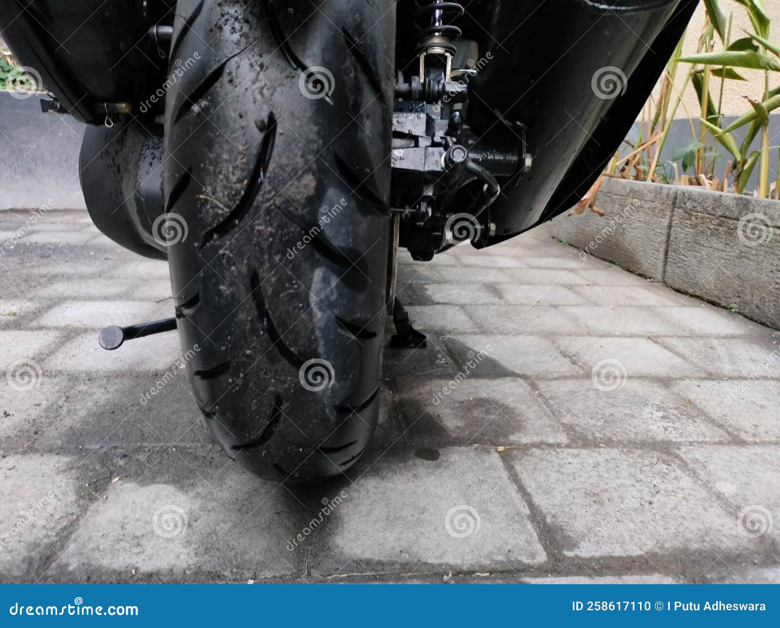 Automatic Motorcycle Rear Tire Stock Photo - Image of person, flat ...