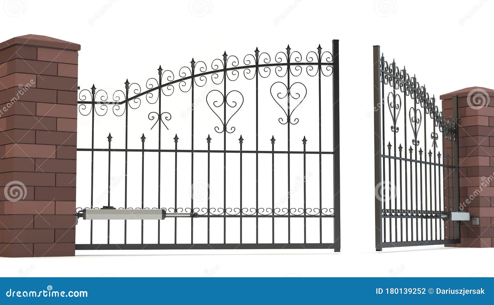 Automatic Opening Gate - White Background, 3D Illustration Stock ...