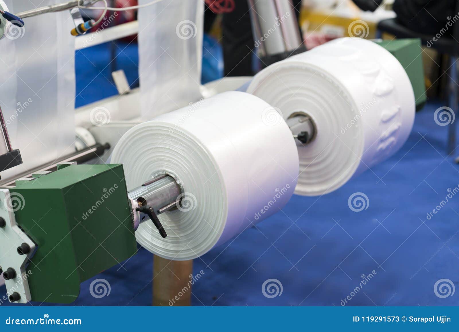Automatic Packing Machine with Plastic Bag and Paper Box Stock Image ...