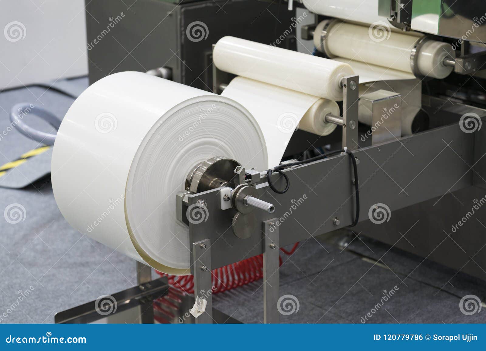 Automatic Packing Machine With Plastic Bag And Paper Box Stock Photo ...