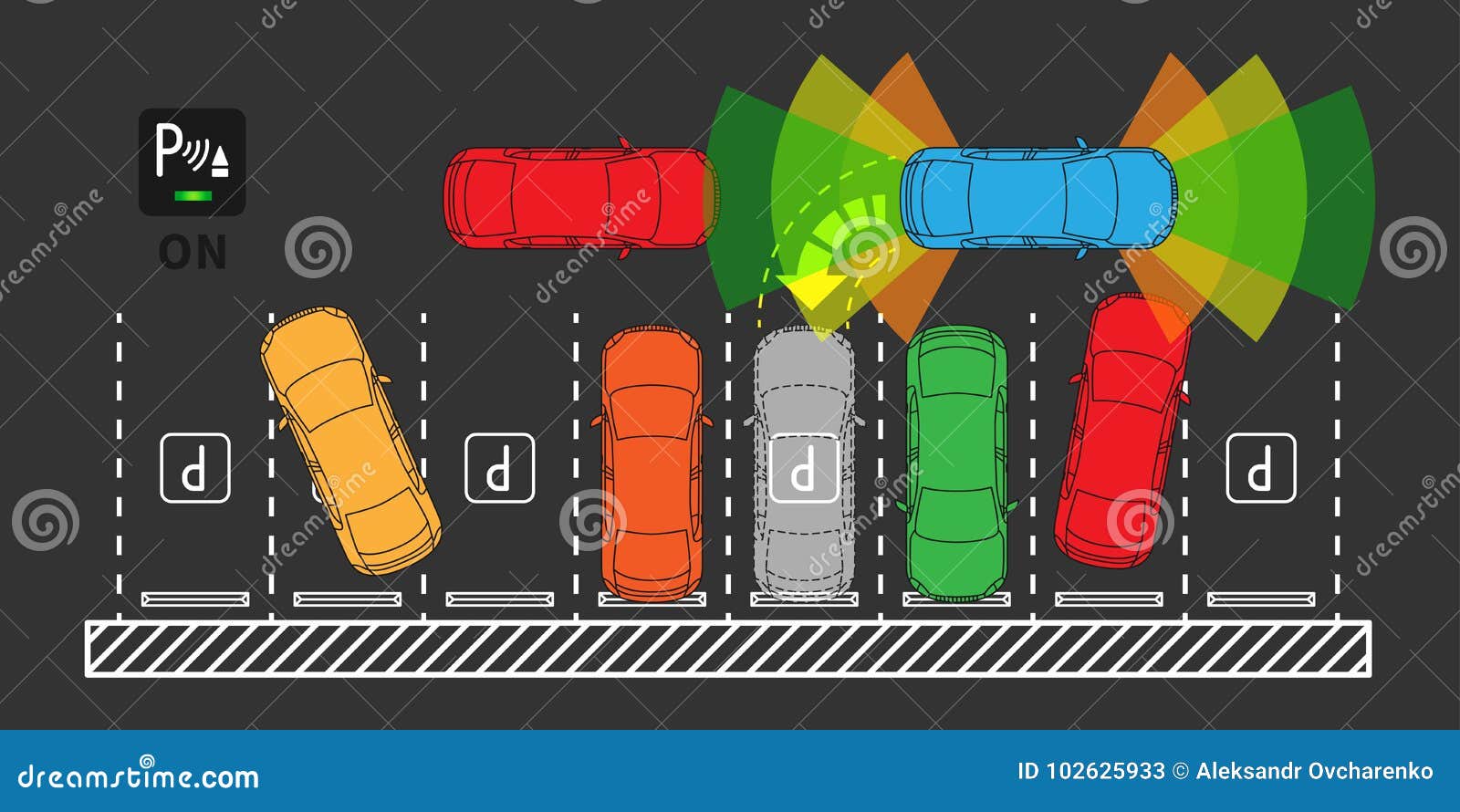 Automatic Parking Concept Icon. Driverless Car Navigation. Smart Car ...