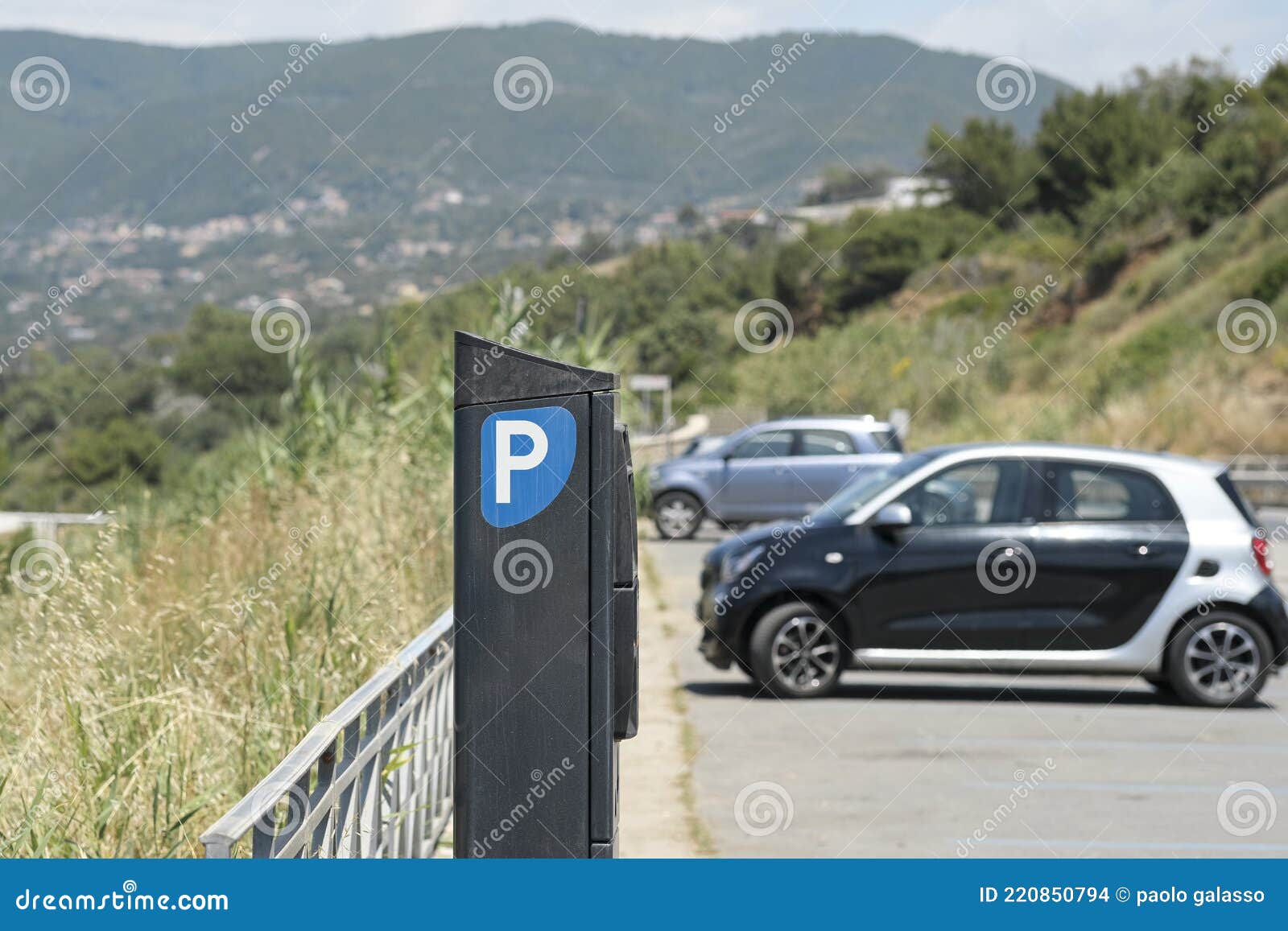 Automatic Parking Meter Machine Istalled on Summer Beach Road ...