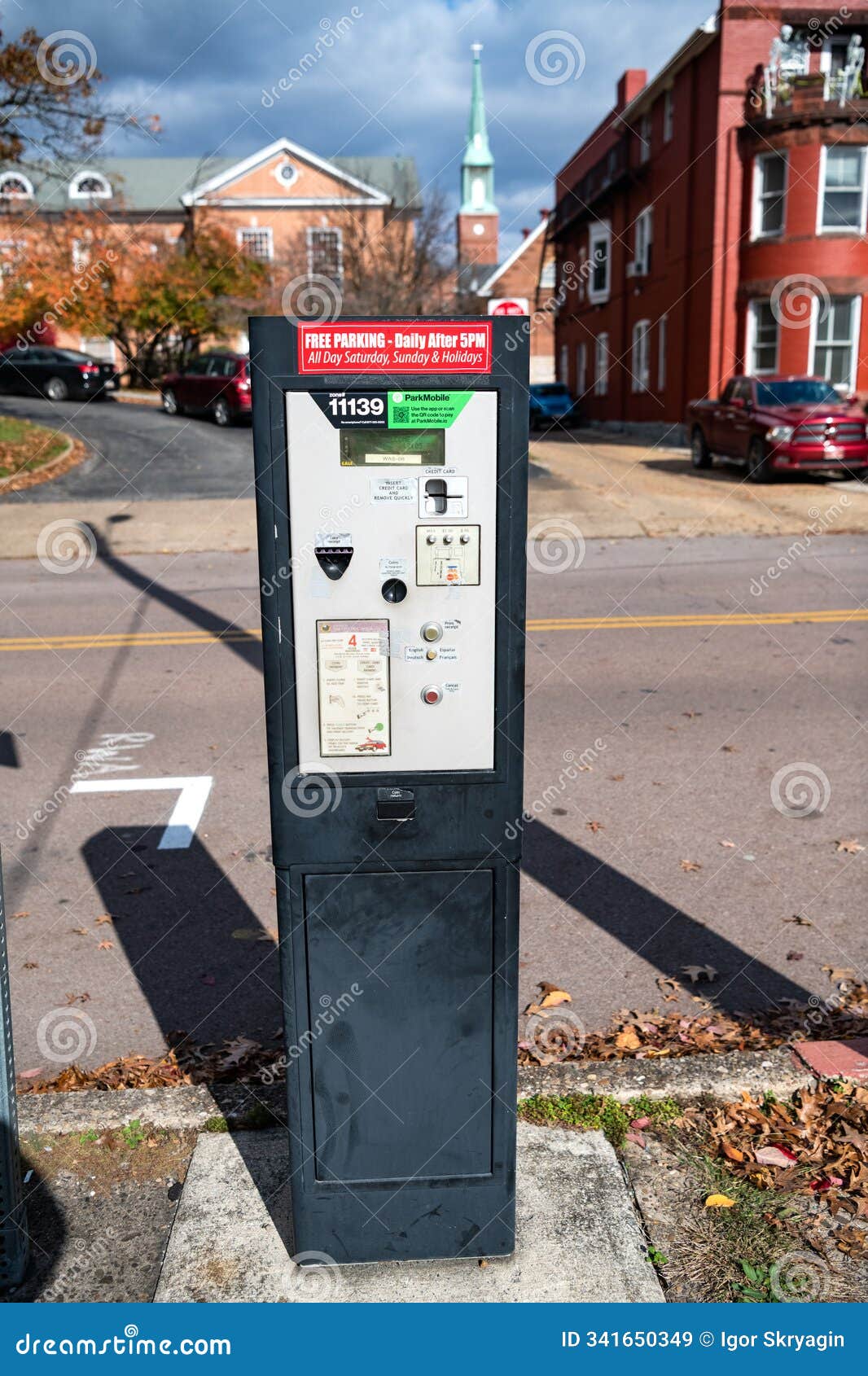 Automatic Parking Payment Station on the Side of the Road in the Center ...
