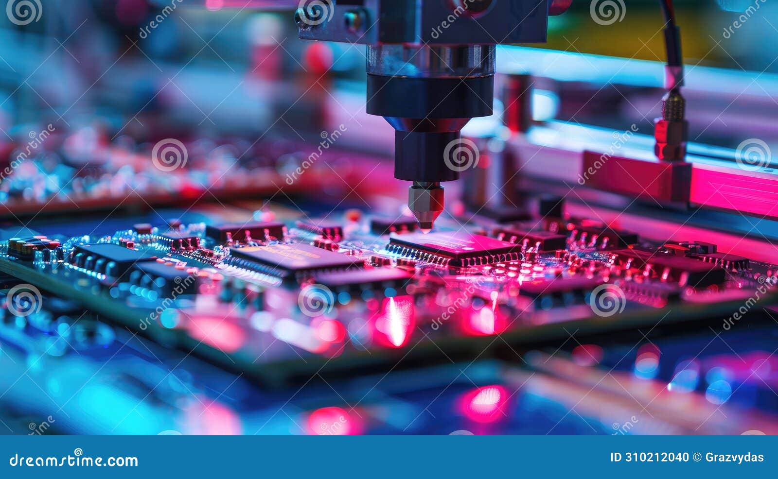 The Automatic Pick and Place Machine Quickly Installs Components Onto a ...