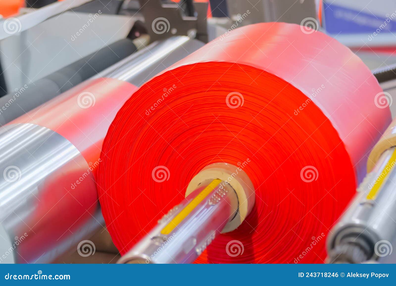 Automatic Plastic Bag Making Machine - Moving Roller: Close Up Stock ...