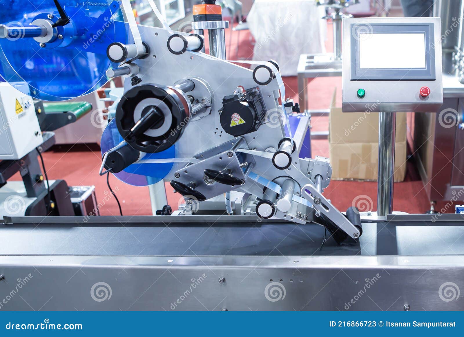 Automatic Plastic Bag Sticker Labelling Machine Stock Image - Image of ...