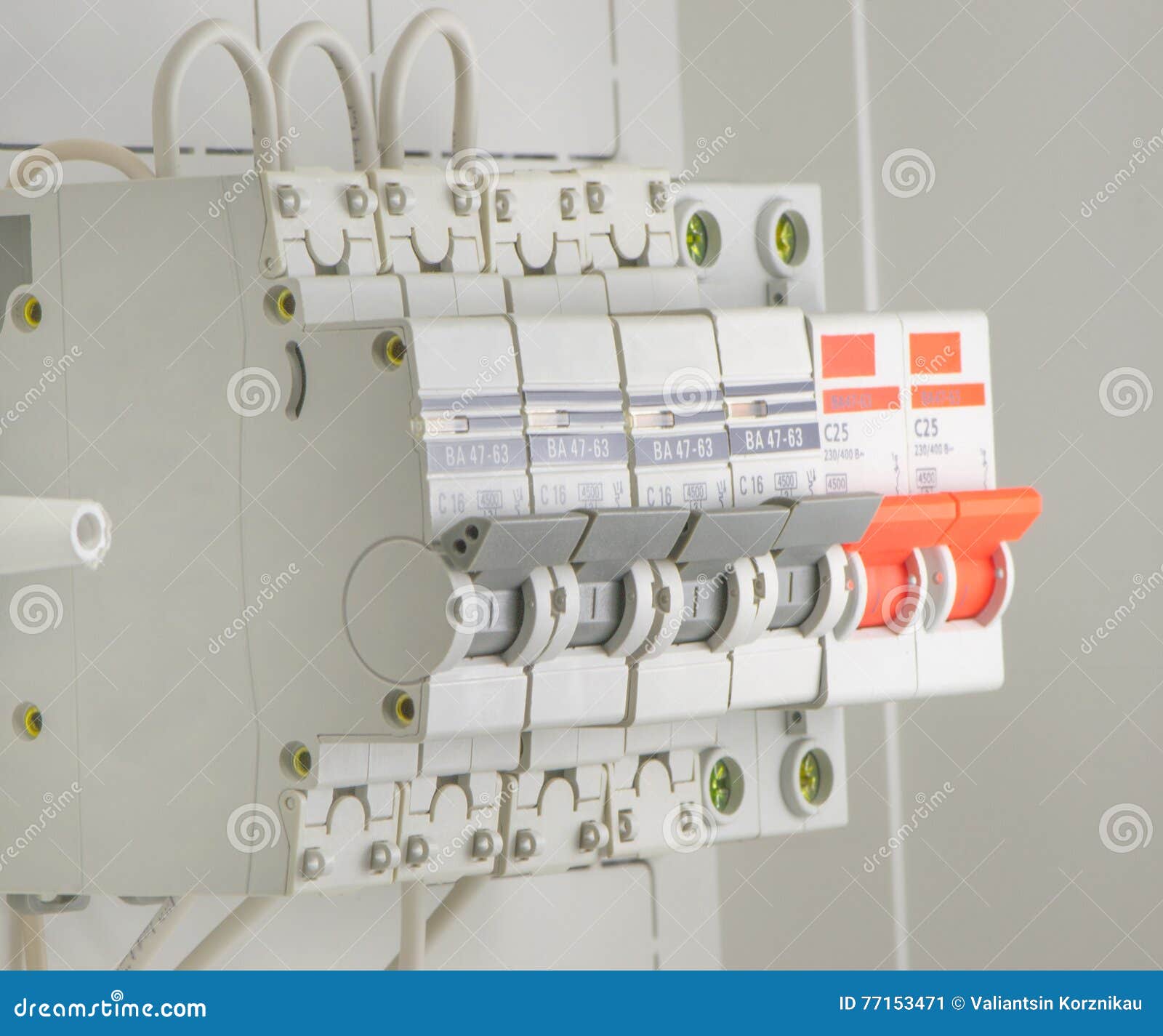 Automatic Power Switches Installed Stock Image - Image of busbar ...
