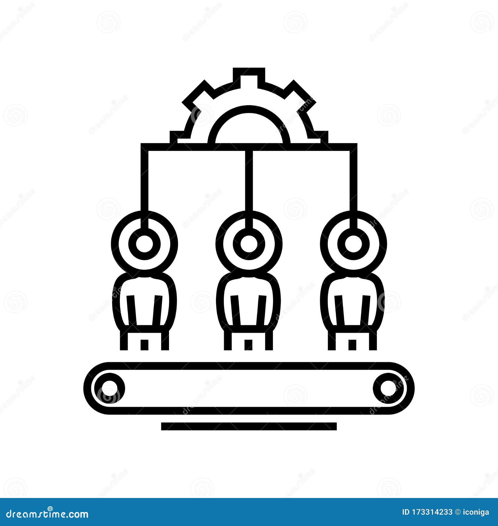 Automatic Process Line Icon, Concept Sign, Outline Vector Illustration ...