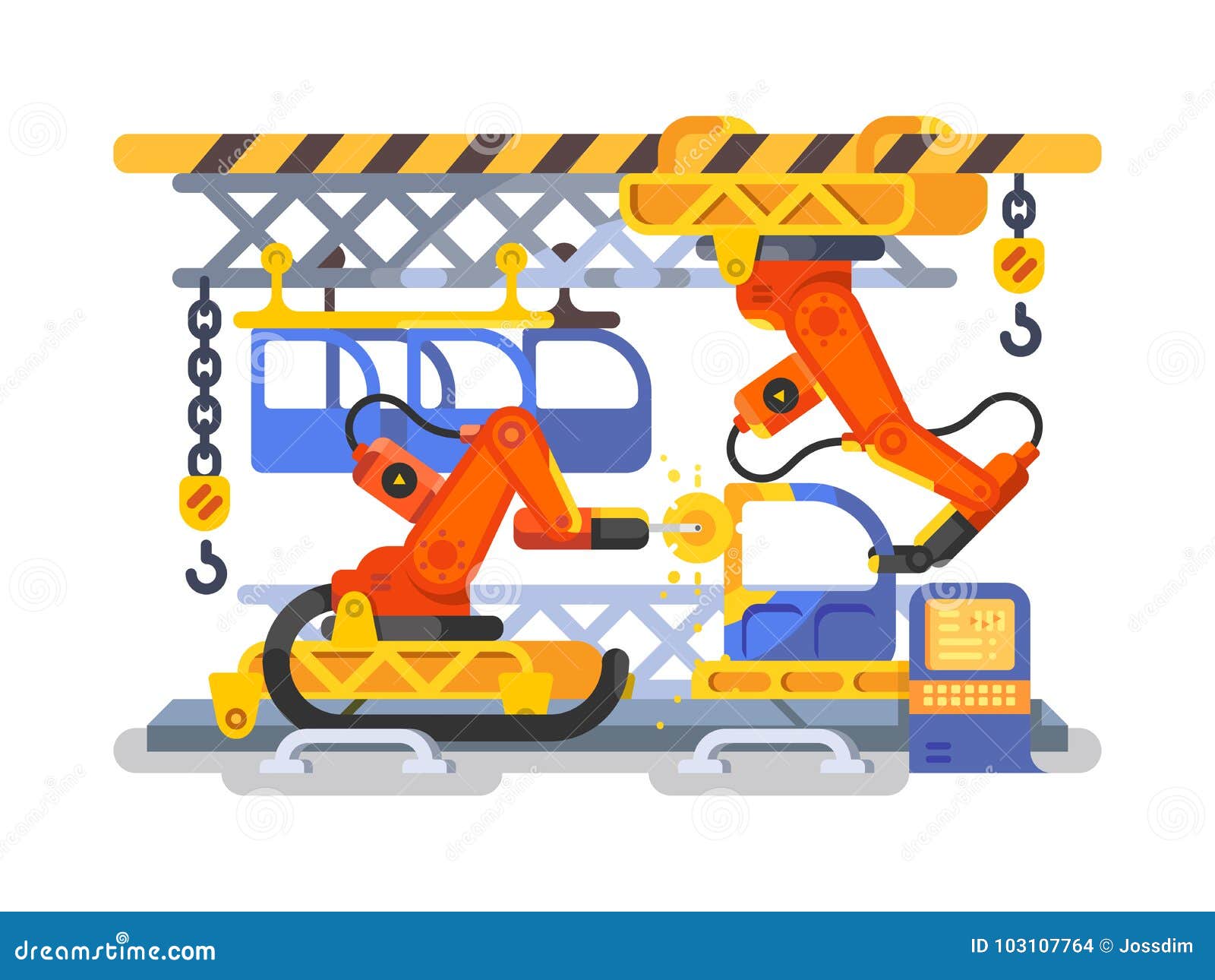 Automatic Production in Factory Using Robots Stock Vector ...