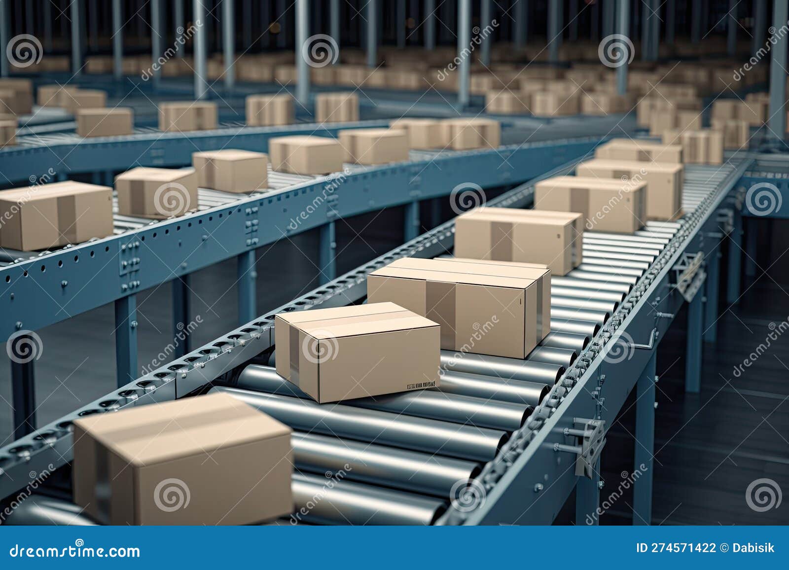 Automatic Production Line, Conveyor Belt with Boxes. Generative AI ... Automatic Production Line, Conveyor Belt with Boxes. Generative AI ...