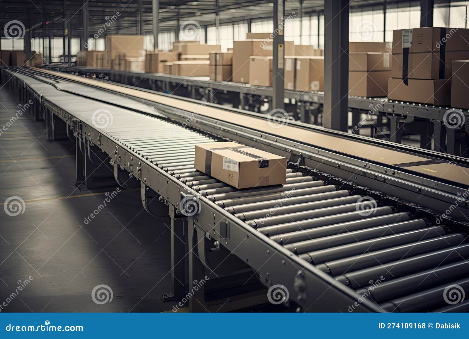 Automatic Production Line, Conveyor Belt with Boxes. Generative AI ...