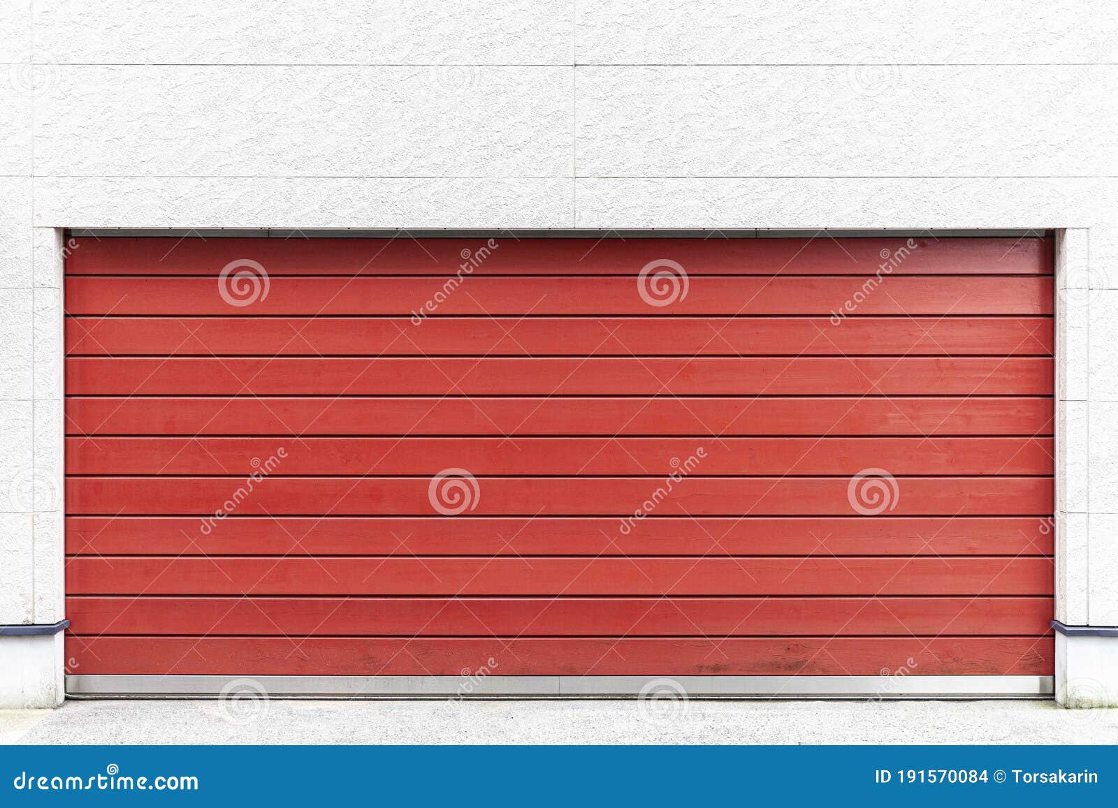 Automatic Red Roller Shutter Doors on the Ground Floor Stock Photo ...