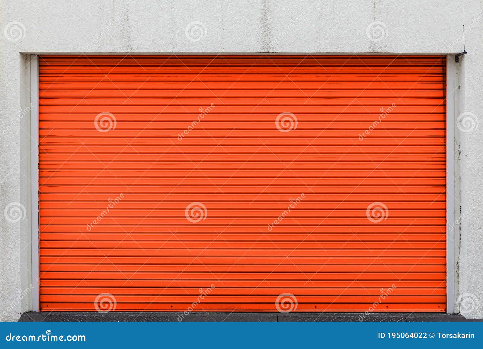 Red Roller Shutter Doors on the Ground Floor of the House Stock Photo ...