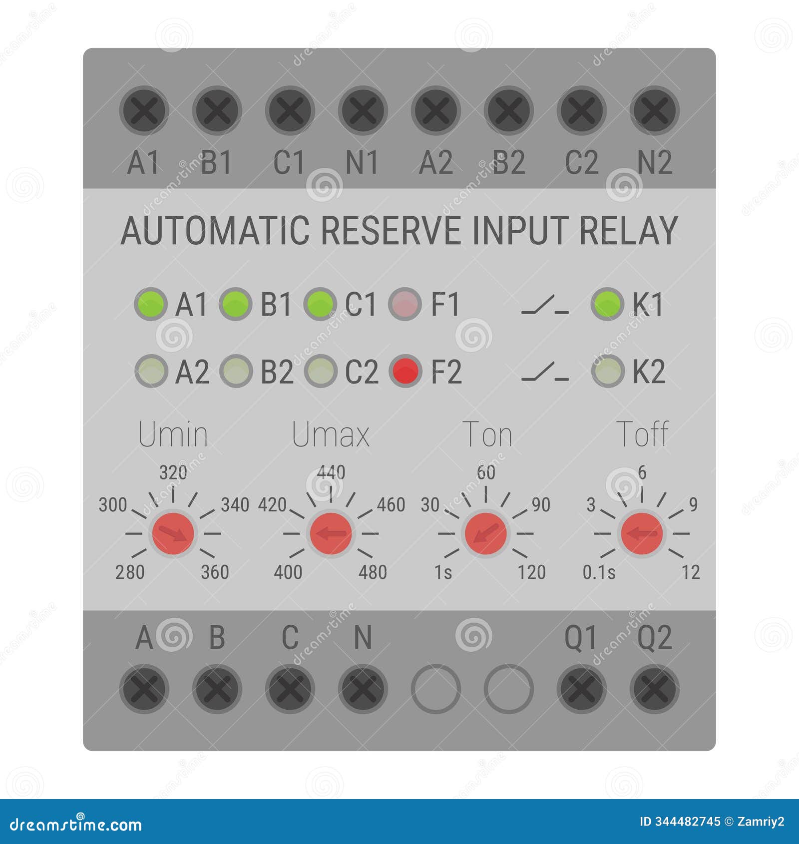 DIN Rail Mount Three Phase Voltage Monitoring Relay Cartoon Vector ... DIN Rail Mount Three Phase Voltage Monitoring Relay Cartoon Vector ...