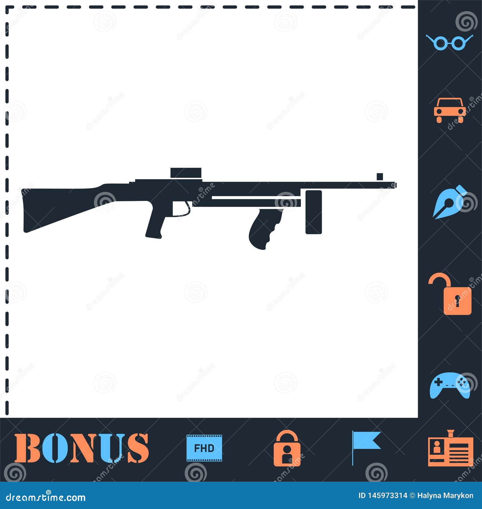 Automatic Rifle icon flat stock vector. Illustration of automatic ...